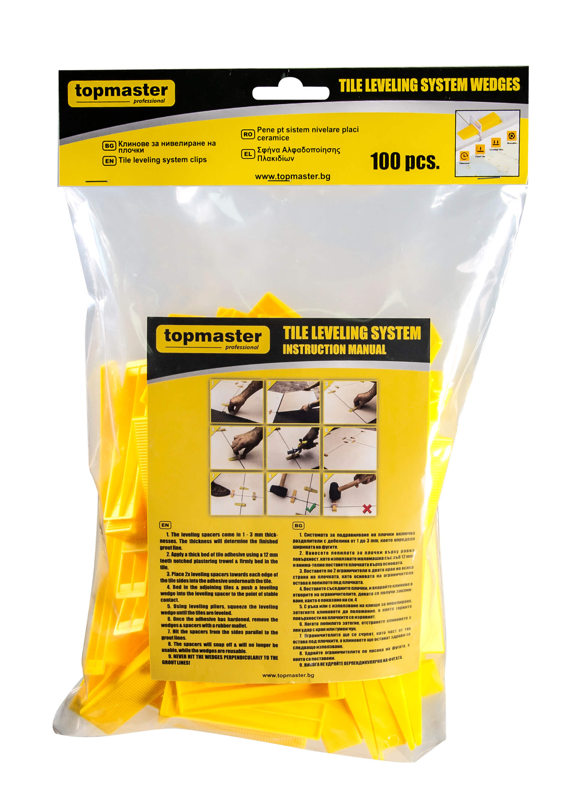 Tile leveling system wedges 100pcs. TMP - EUROMASTER Import Export LTD.